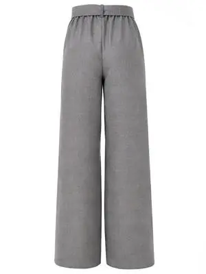 Max Mara Wide Leg 100% Virgin Wool Trousers - Gray