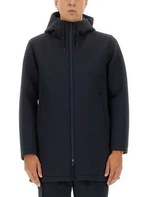 Herno Long Parka In Three Layers Scuba - Blue