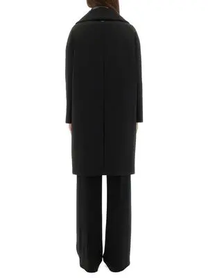 Herno Wool Blend Coat With Technical Bib - Black