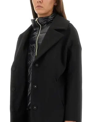 Herno Wool Blend Coat With Technical Bib - Black