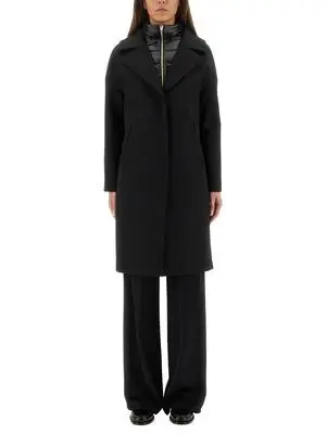 Herno Wool Blend Coat With Technical Bib - Black