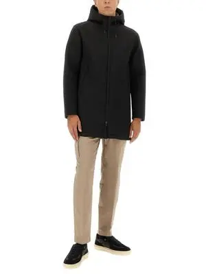 Herno Long Parka In Three Layers Scuba - Black