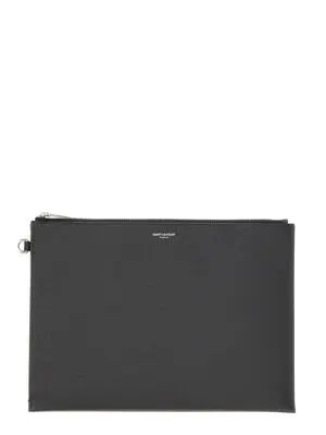 Saint Laurent Porta Tablet Con Zip - Black