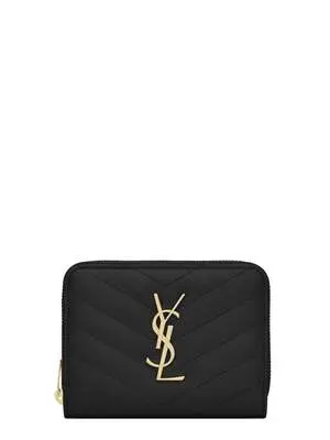 Saint Laurent Cassandre Matelassé Leather Wallet - Black