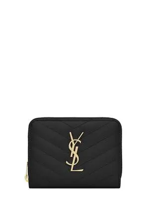 Saint Laurent Cassandre Matelassé Leather Wallet - Black