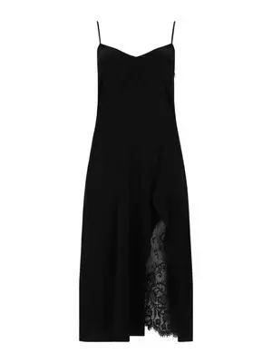 Acne Studios Satin Midi Dress With Lace Detail - Black