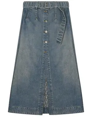 Dior Midi Skirt In Denim - Blue