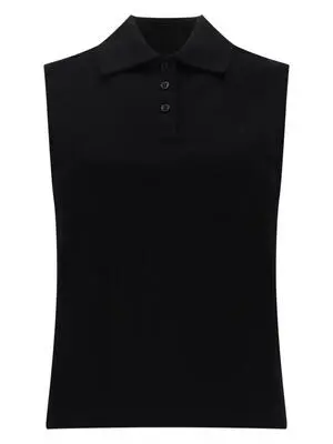 Saint Laurent Sleeveless Polo Top - Black
