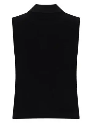 Saint Laurent Sleeveless Polo Top - Black
