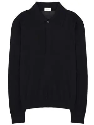 Saint Laurent Polo In Maglia Di Cotone E Seta - Blue