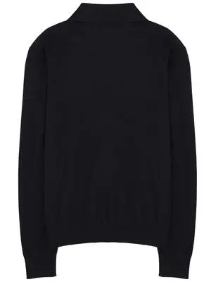 Saint Laurent Polo In Maglia Di Cotone E Seta - Blue
