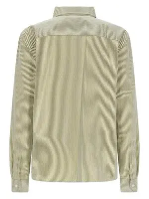Saint Laurent Cassandre Striped Cotton Shirt - Green