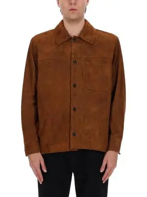Saint Laurent Overshirt In Suede - Brown