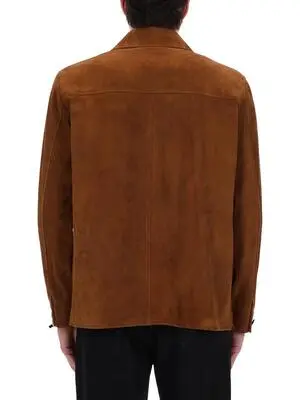 Saint Laurent Overshirt In Suede - Brown