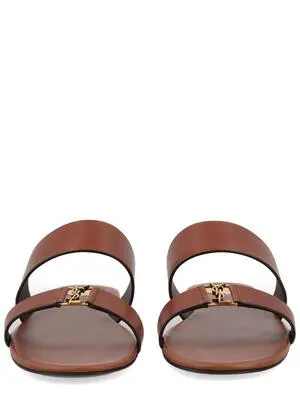 Saint Laurent Babylone Leather Sandals - Brown