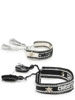 Dior Set Of Two Embroidered Logo Bracelets With Tassels - Multicolor