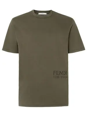 Fendi Cotton T-shirt With Stencil Print - Green