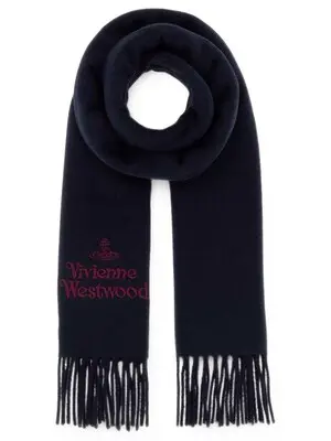 VIVIENNE WESTWOOD Wool Embroidered Scarf - Blue