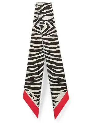 Fendi Silk Scarf With Tiger Animalier Print - Red