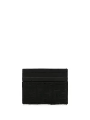Fendi Ff Jacquard Zucca And Leather Cardholder - Black