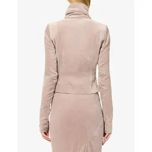 Rick Owens High-neck Velvet Biker Jacket