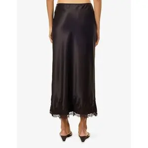 Dissh Selene Lace-trim Satin Midi Skirt