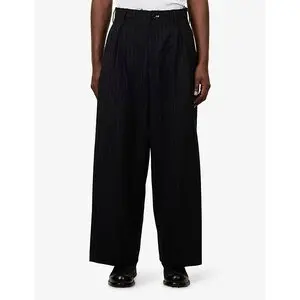 KHOKI Pleats Pinstripe Wool-blend Trousers