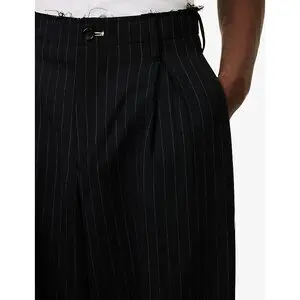 KHOKI Pleats Pinstripe Wool-blend Trousers