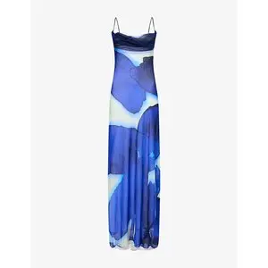 RAT AND BOA Aralia Printed Tulle Maxi Dress - Blue Multi