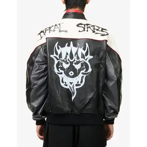 ADIDAS Y-3 Graphic-print Leather Jacket