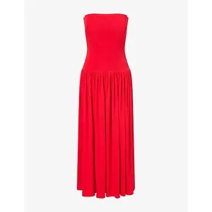 Dissh Aven Strapless Cotton-blend Maxi Dress - Red