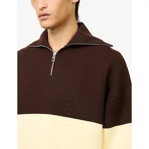 Loewe Two-tone Quarter-zip Cotton-blend Jumper