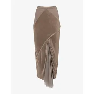 Rick Owens Double-slice Insert Velvet Midi Skirt