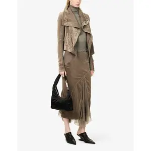 Rick Owens Double-slice Insert Velvet Midi Skirt