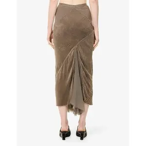 Rick Owens Double-slice Insert Velvet Midi Skirt