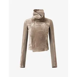 Rick Owens High-neck Velvet Biker Jacket