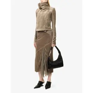 Rick Owens High-neck Velvet Biker Jacket