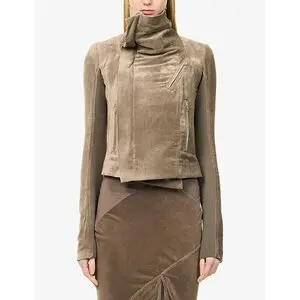 Rick Owens High-neck Velvet Biker Jacket