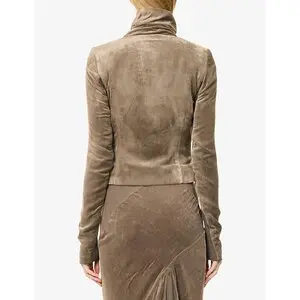 Rick Owens High-neck Velvet Biker Jacket