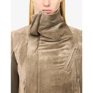 Rick Owens High-neck Velvet Biker Jacket