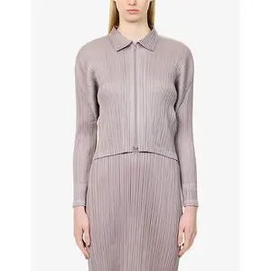 Issey Miyake Zip-up Pleated Knitted Jacket