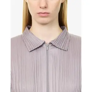 Issey Miyake Zip-up Pleated Knitted Jacket