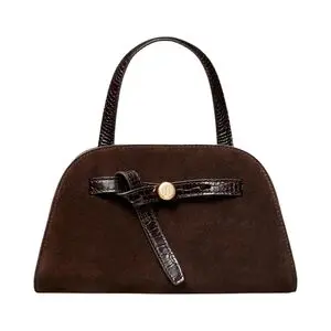 Tory Burch Romy Suede Small Bauletto Bag 'dark Cocoa - Brown