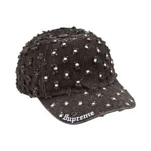 Supreme Hole Punch Rhinestone Denim 6-panel 'black' Black