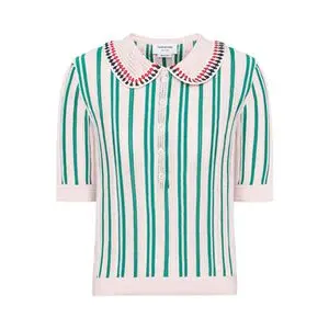 Thom Browne Crochet Stitch Ariegated Stripe Polo 'light