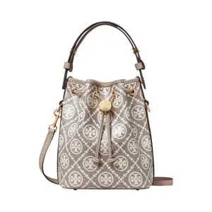 Tory Burch T Monogram Coated Jacquard Mini Bucket Bag 'charcoal