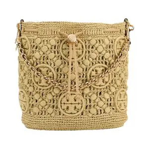 Tory Burch T Monogram Raffia Bucket Bag 'natural