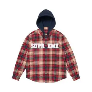 Supreme Appliqué Hooded Flannel Shirt