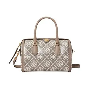Tory Burch T Monogram Coated Jacquard Petite Barrel Bag 'charcoal