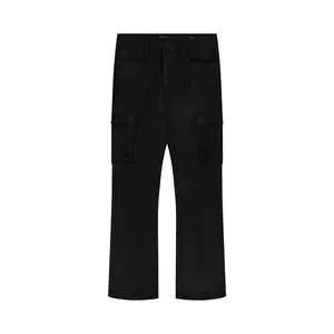 PURPLE BRAND Coated Cargo Flare Jeans - Black